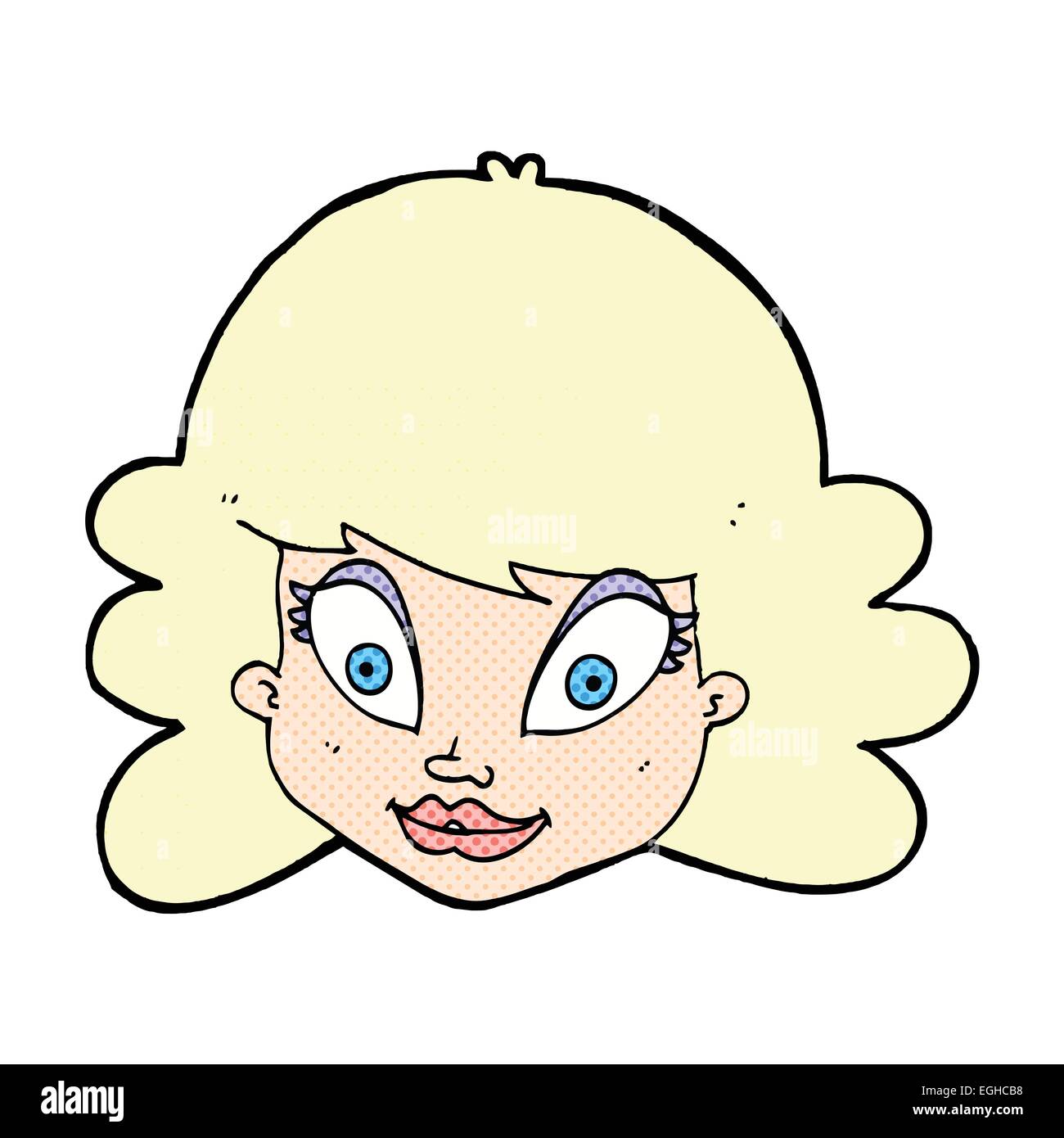 retro comic book style cartoon happy female face Stock Vector Image ...
