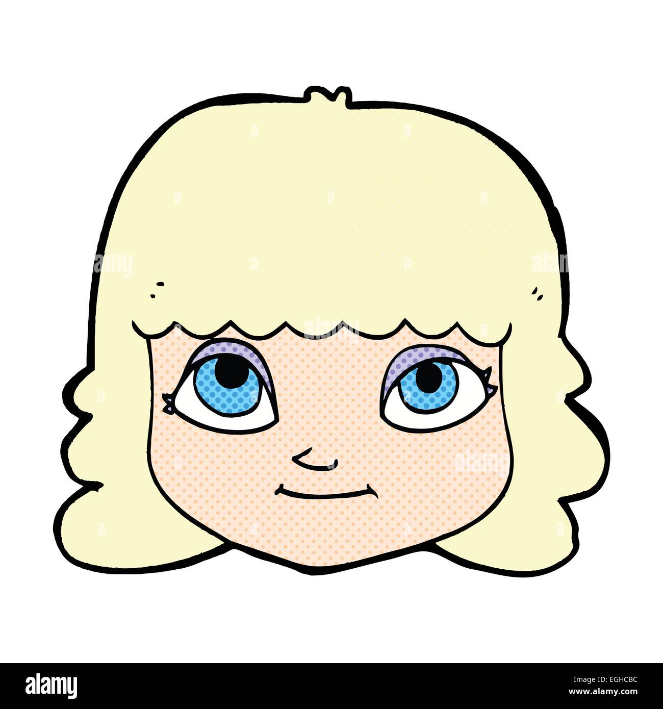 retro comic book style cartoon happy female face Stock Vector Image ...