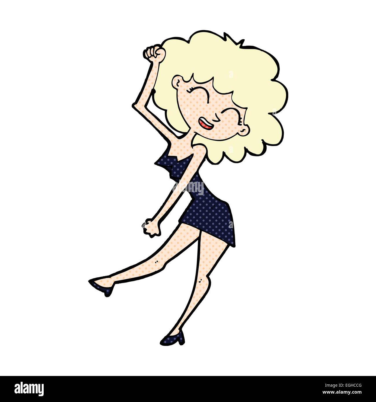 retro comic book style cartoon dancing woman Stock Vector Image & Art ...