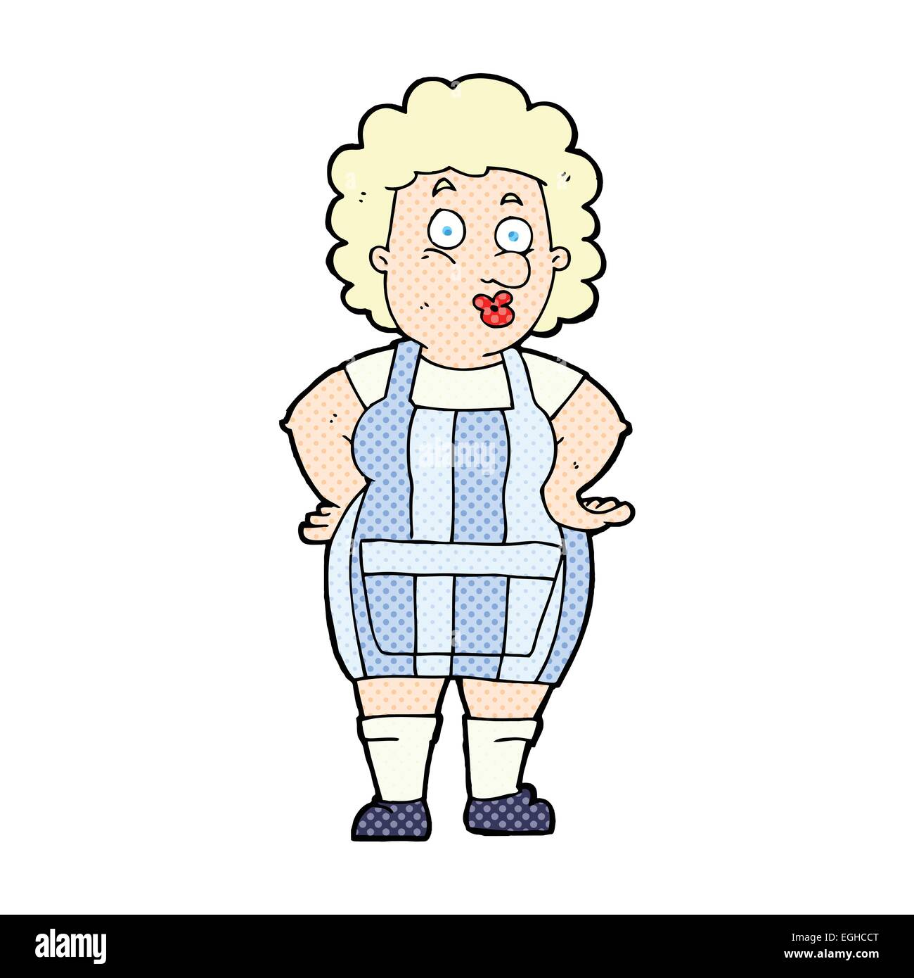 retro comic book style cartoon woman in kitchen apron Stock Vector ...