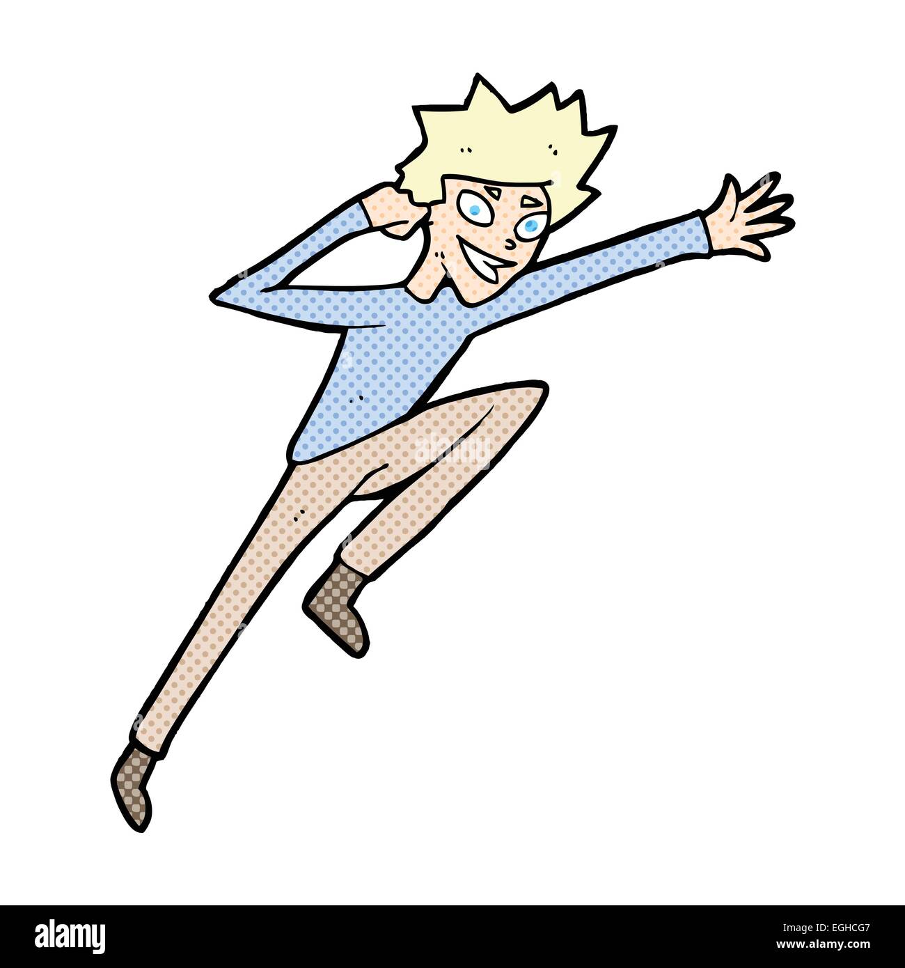 retro comic book style cartoon jumping man Stock Vector Image & Art - Alamy