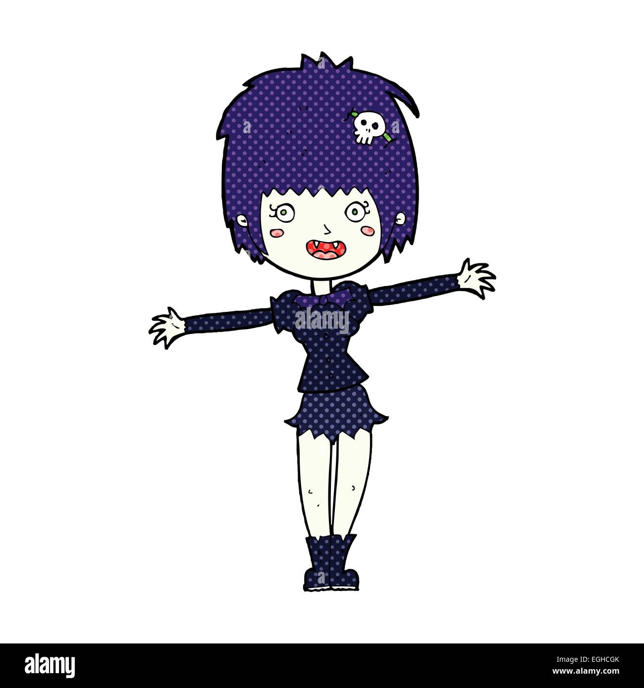 retro comic book style cartoon happy vampire girl Stock Vector Image ...