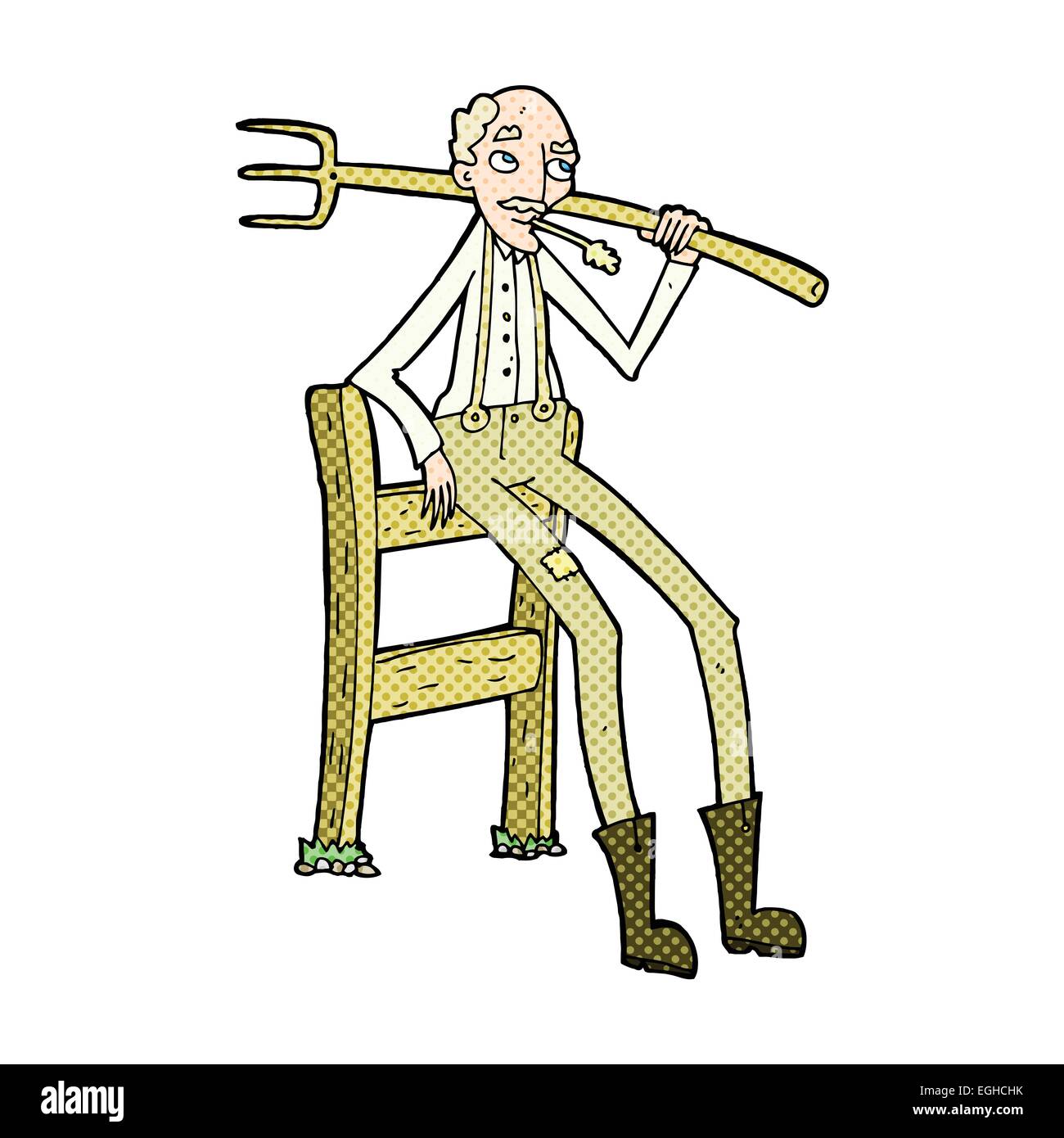 retro comic book style cartoon old farmer leaning on fence Stock Vector ...