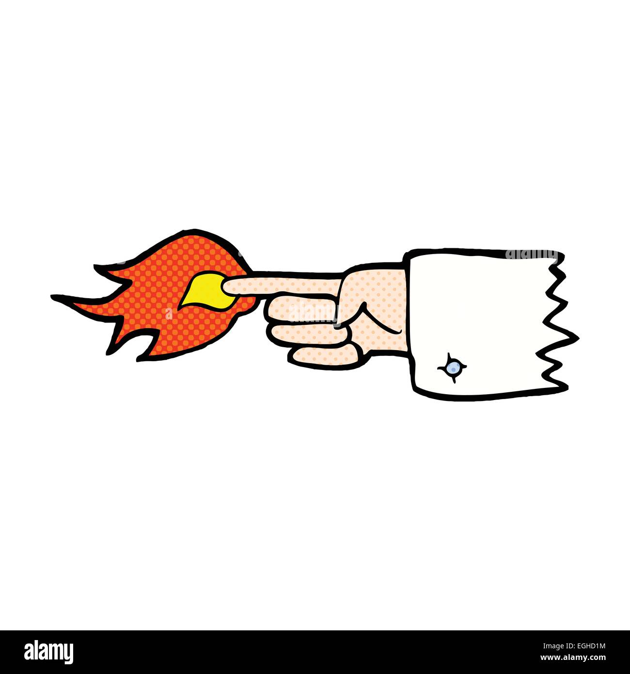 retro comic book style cartoon flaming pointing finger symbol Stock ...