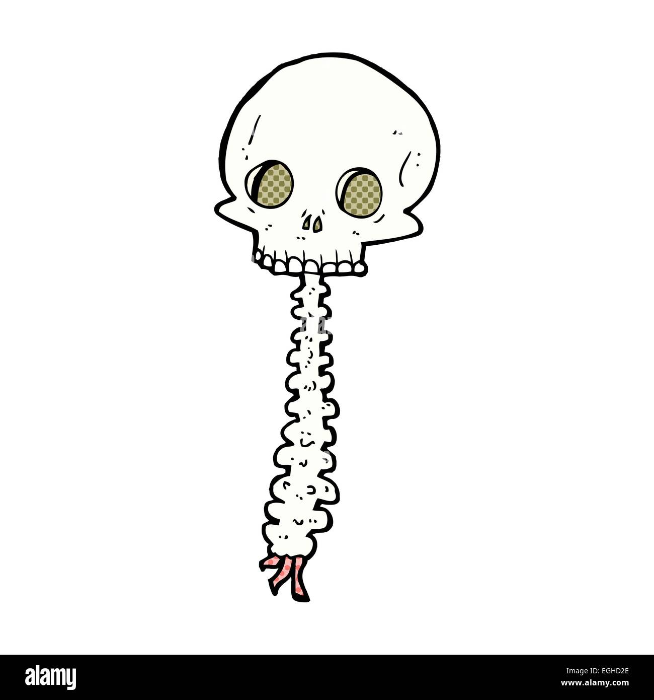 spooky retro comic book style cartoon skull and spine Stock Vector ...