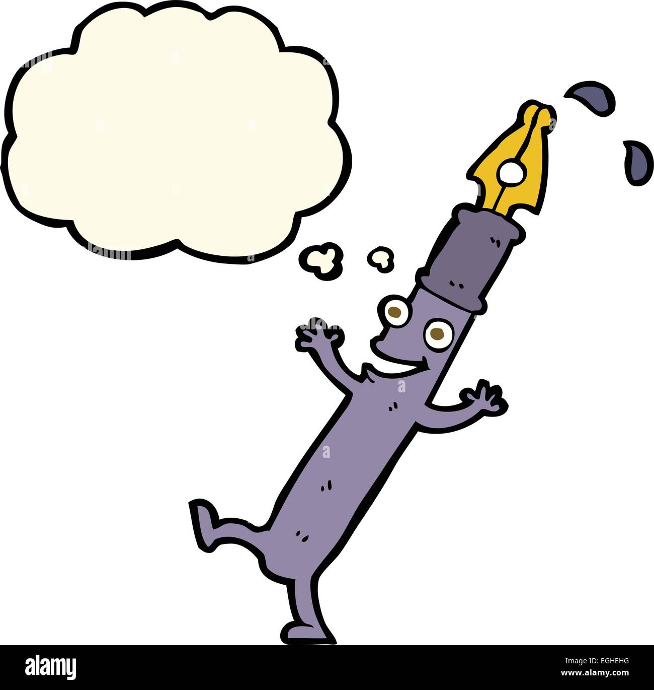 cartoon pen character with thought bubble Stock Vector Image & Art - Alamy