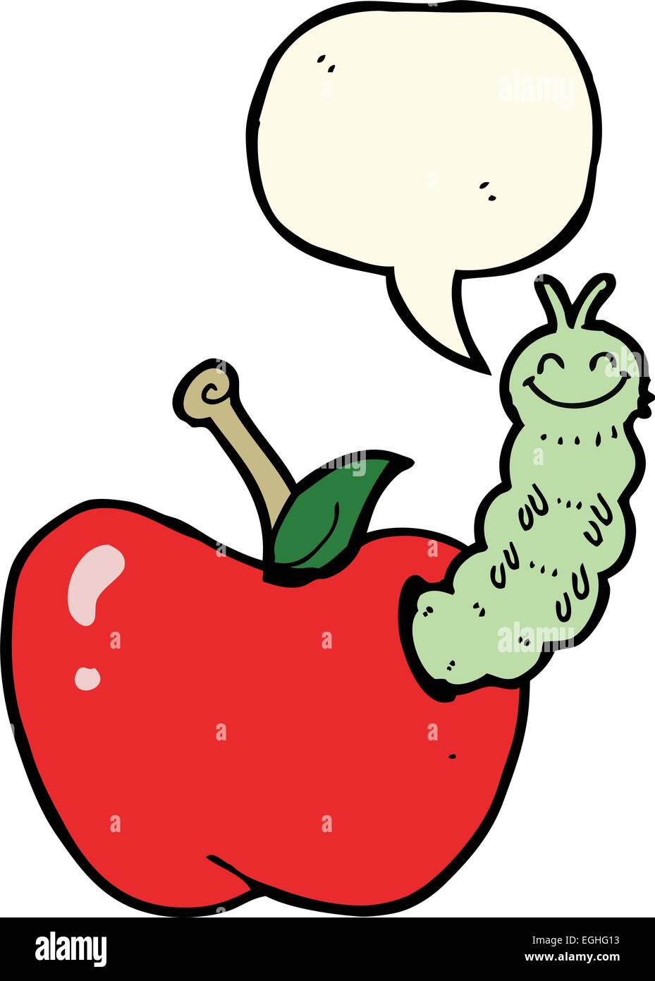 cartoon bug eating apple with speech bubble Stock Vector Image & Art ...