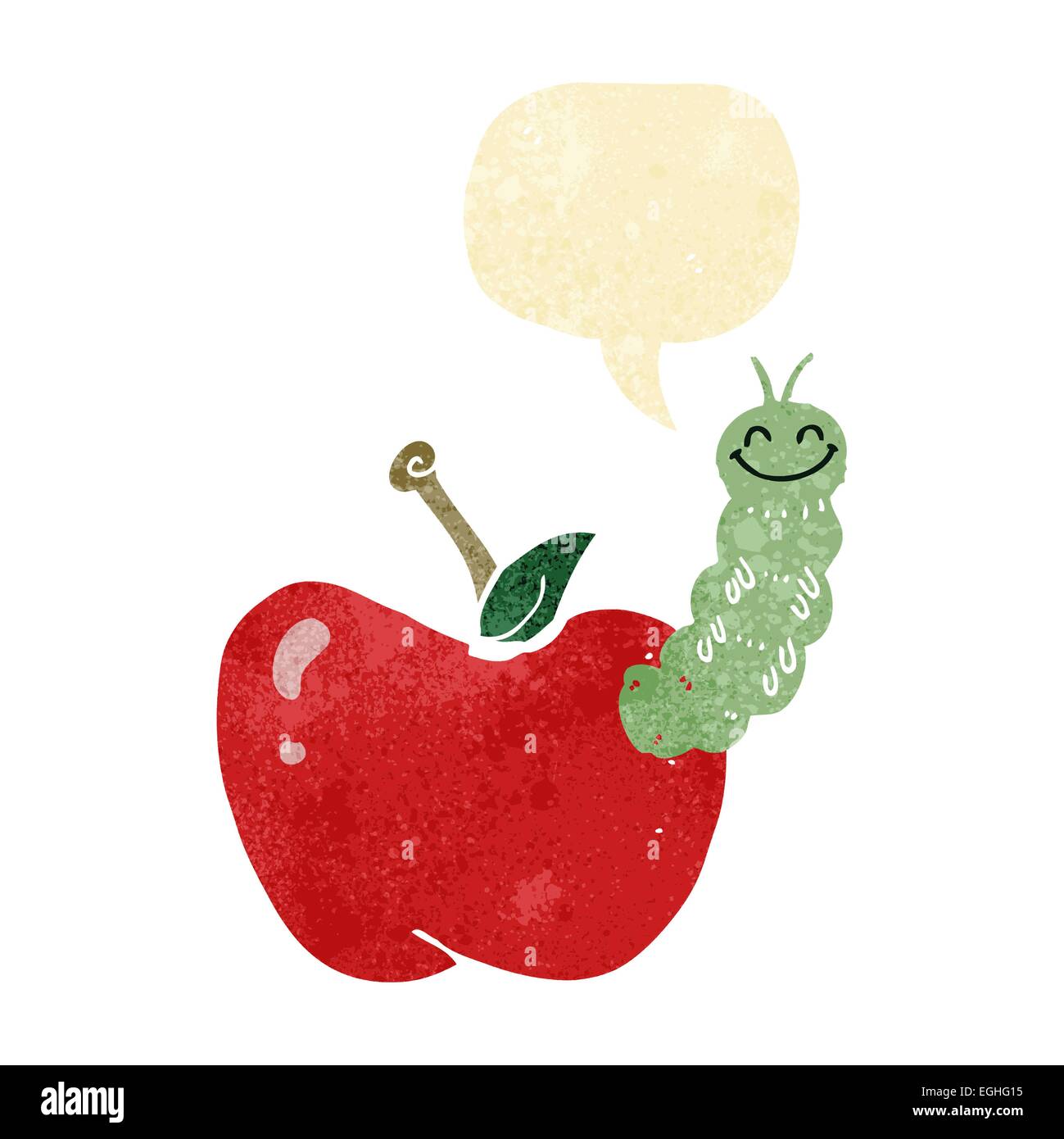 cartoon bug eating apple with speech bubble Stock Vector Image & Art ...