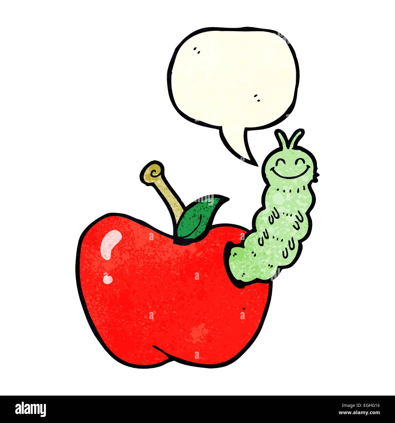 cartoon bug eating apple with speech bubble Stock Vector Image & Art ...