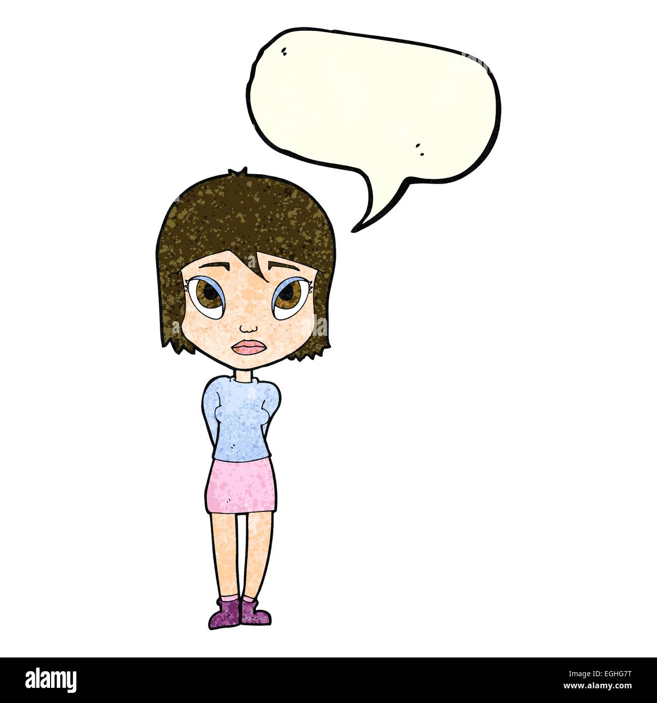 cartoon shy girl with speech bubble Stock Vector Image & Art - Alamy