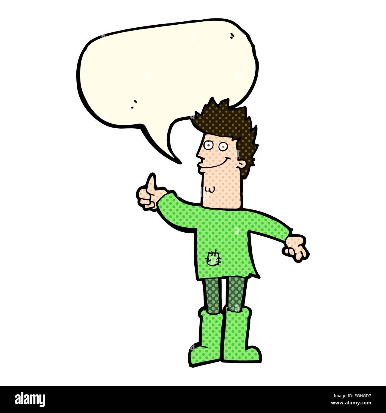 cartoon positive thinking man in rags with speech bubble Stock Vector ...