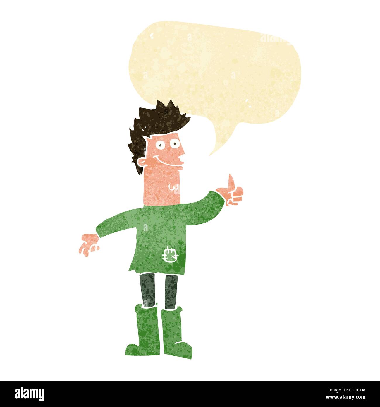 cartoon positive thinking man in rags with speech bubble Stock Vector ...