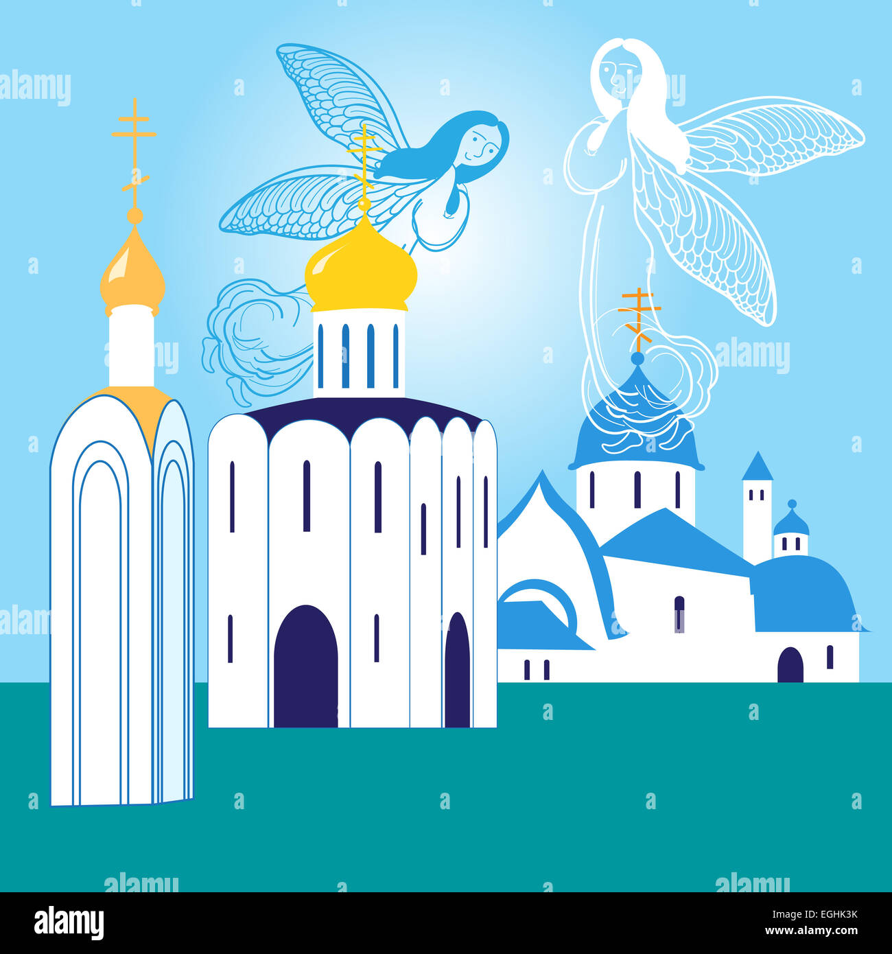 beautiful Orthodox churches and the angels of God Stock Photo - Alamy