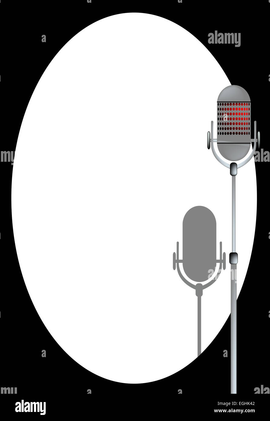 A microphone ready on stage with spotlight and shadow Stock Photo - Alamy