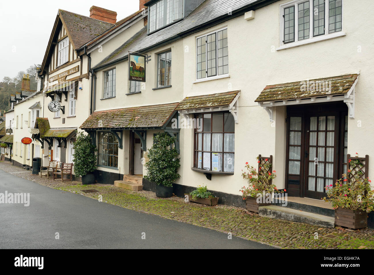 Old Buildings in Dunster High Street, Somerset Stock Photo - Alamy