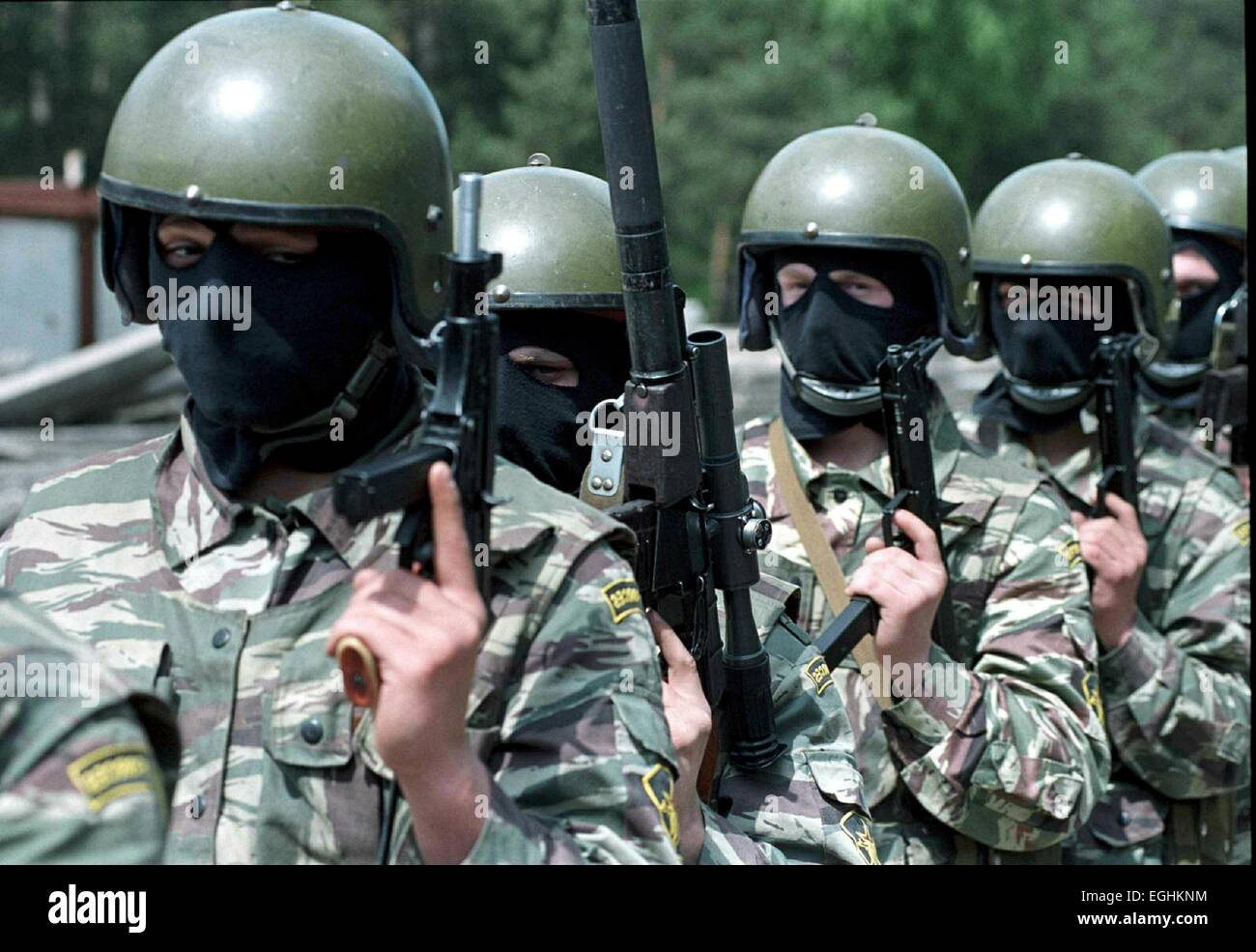Russia. Russian Special Forces training. In picture: soldiers in masks ...
