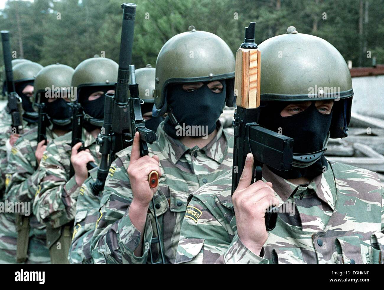 Russia. Russian Special Forces training. In picture: soldiers in masks ...