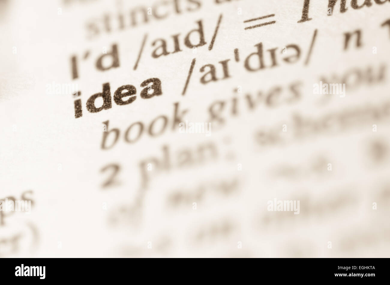 Definition of word idea in dictionary Stock Photo - Alamy