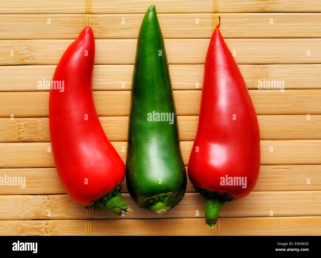 Mixed chillies on a wooden background Stock Photo - Alamy
