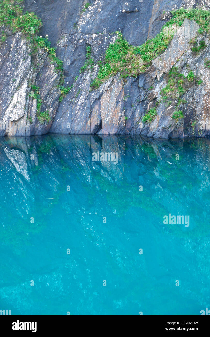 Deep blue quarry pool on Easdale Island near Oban, Argyll Stock Photo ...