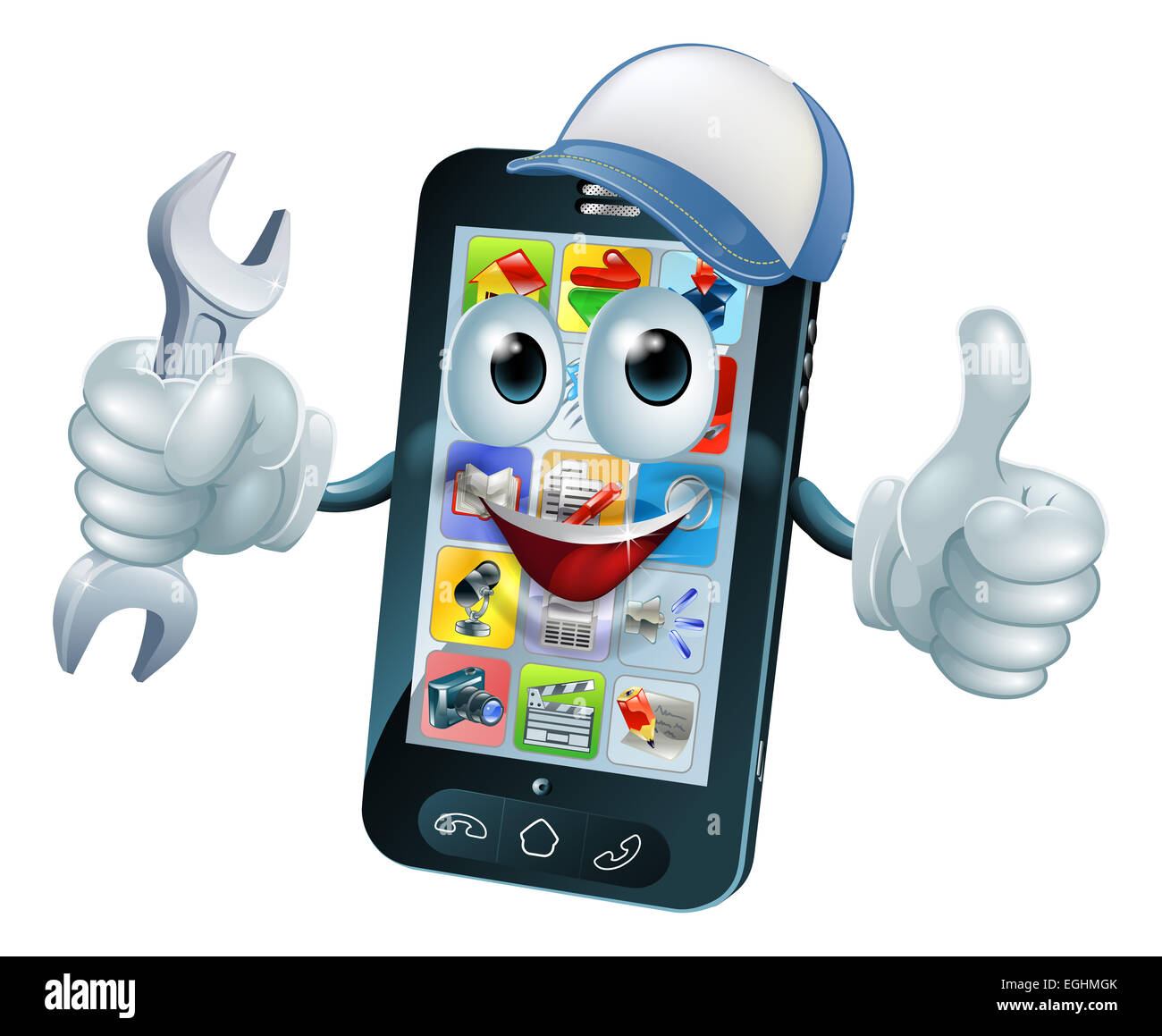 Cartoon mobile phone repair cap High Resolution Stock Photography and ...