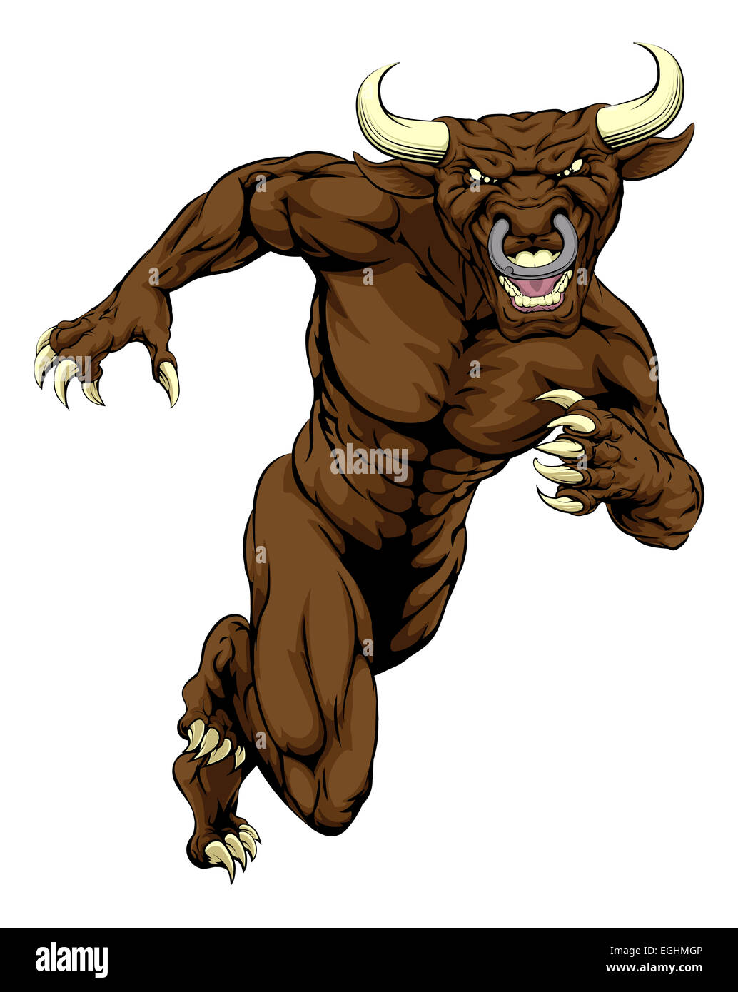 Running bull mascot illustration of a bull animal sports mascot or ...
