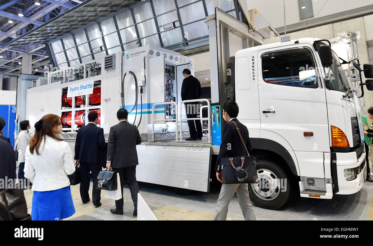 Tokyo, Japan. 25th Feb, 2015. Hydro Shuttle, a mobile hydrogen station ...