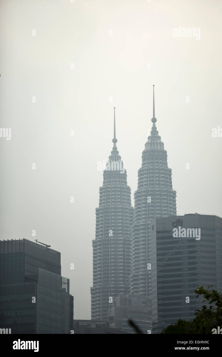 A view of the Petronas towers and other high rise buildings in Kuala ...
