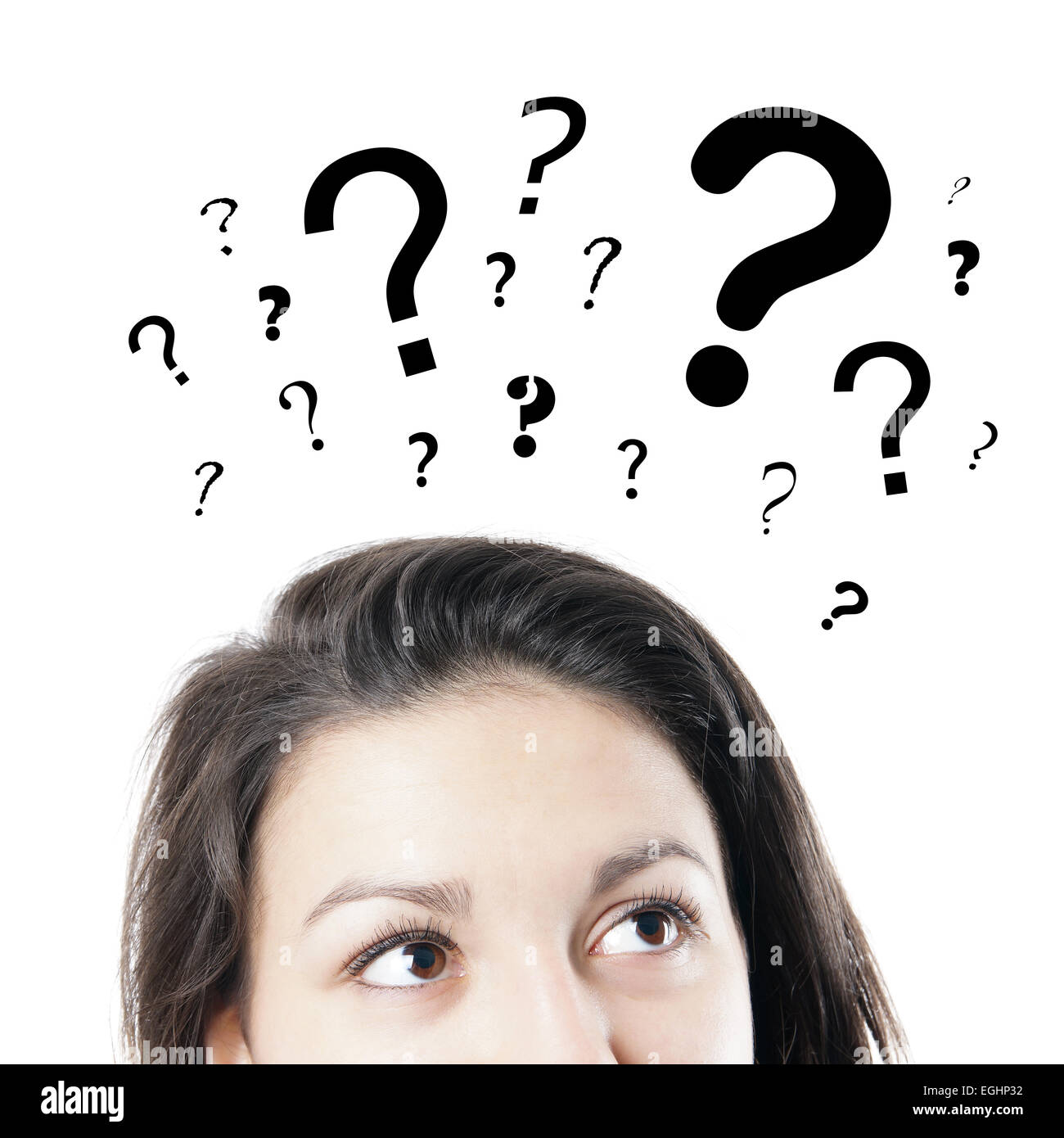 Woman thinking question marks hi-res stock photography and images - Alamy
