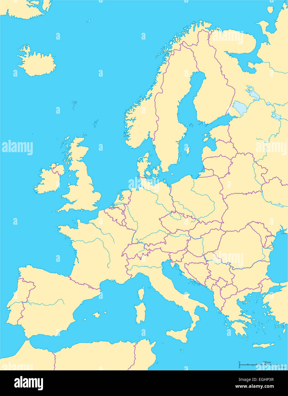 Blank Physical Map Of Europe Rivers