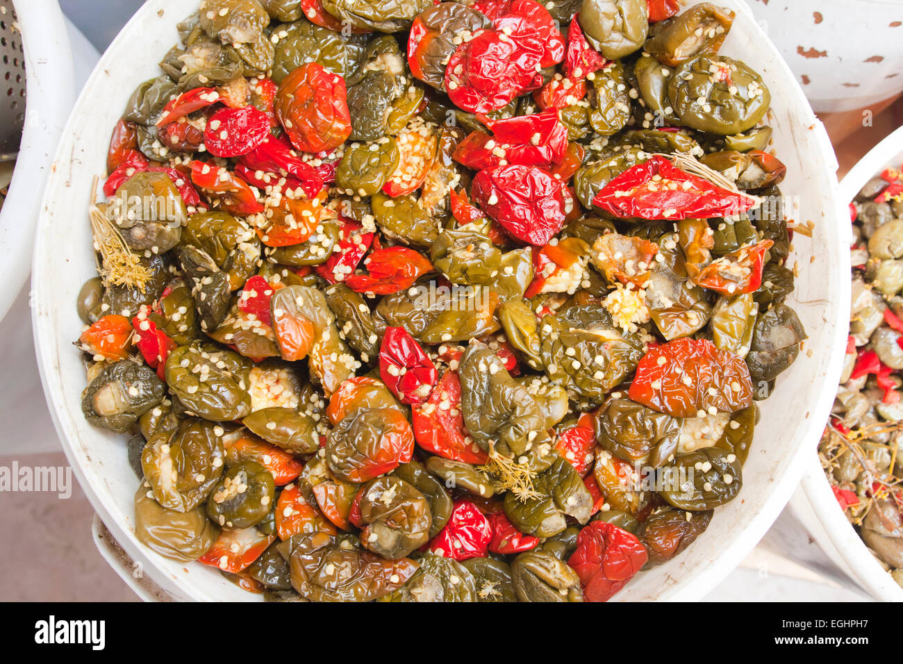 mixed vegetables, market, old town, crotone, calabria, italy, europe ...