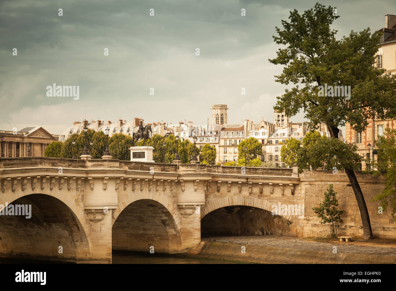 Pont Neuf. The oldest bridge across the Seine river in Paris, France ...