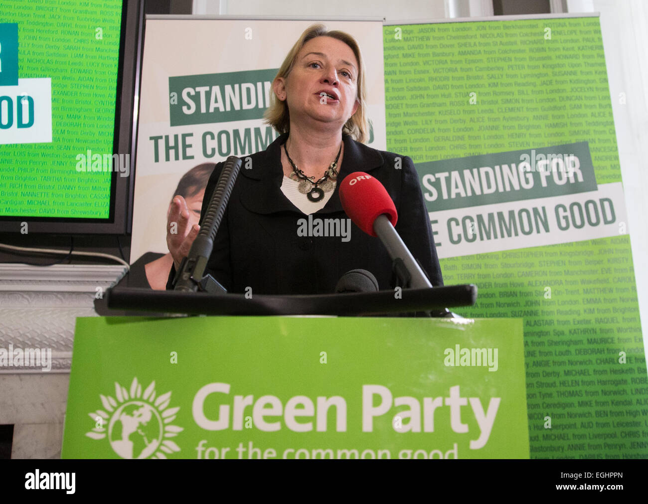 Natalie Bennett,leader of the Green party,speaks at the launch of the ...