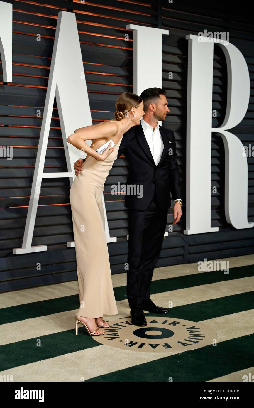 Beverly Hills Ca Usa 23rd Feb 2015 Behati Prinsloo Adam Levine
