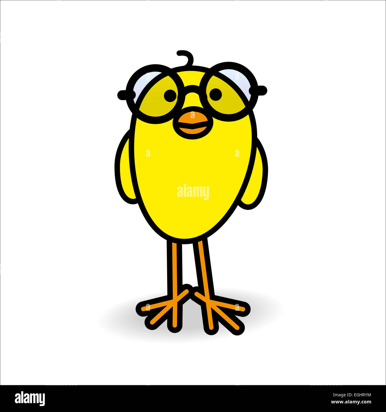 Single Smiling Yellow Chick Wearing Round Black Rimmed Spectacles ...
