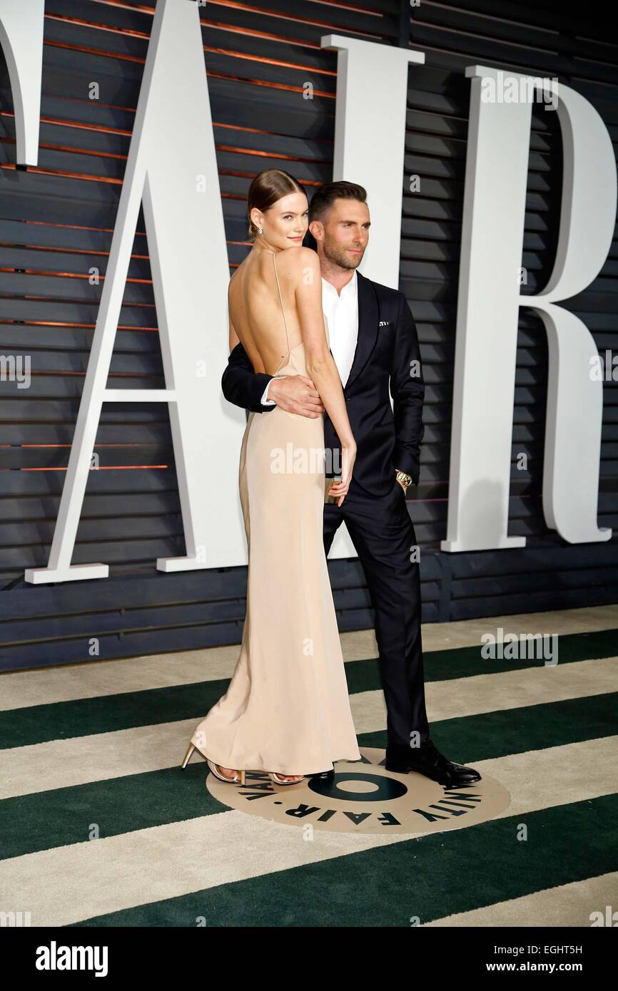 Beverly Hills Ca Usa 23rd Feb 2015 Behati Prinsloo Adam Levine