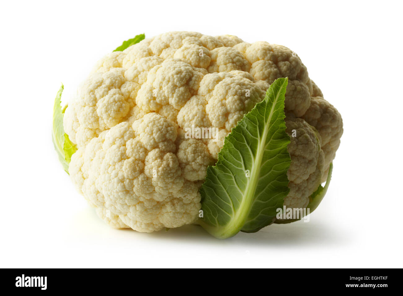 Cauliflower on white background. Close up view Stock Photo - Alamy