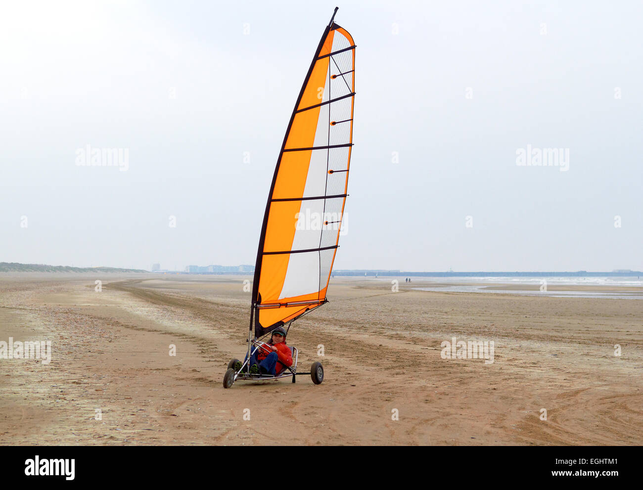 land sailing on the beach in spring Netherland Stock Photo - Alamy