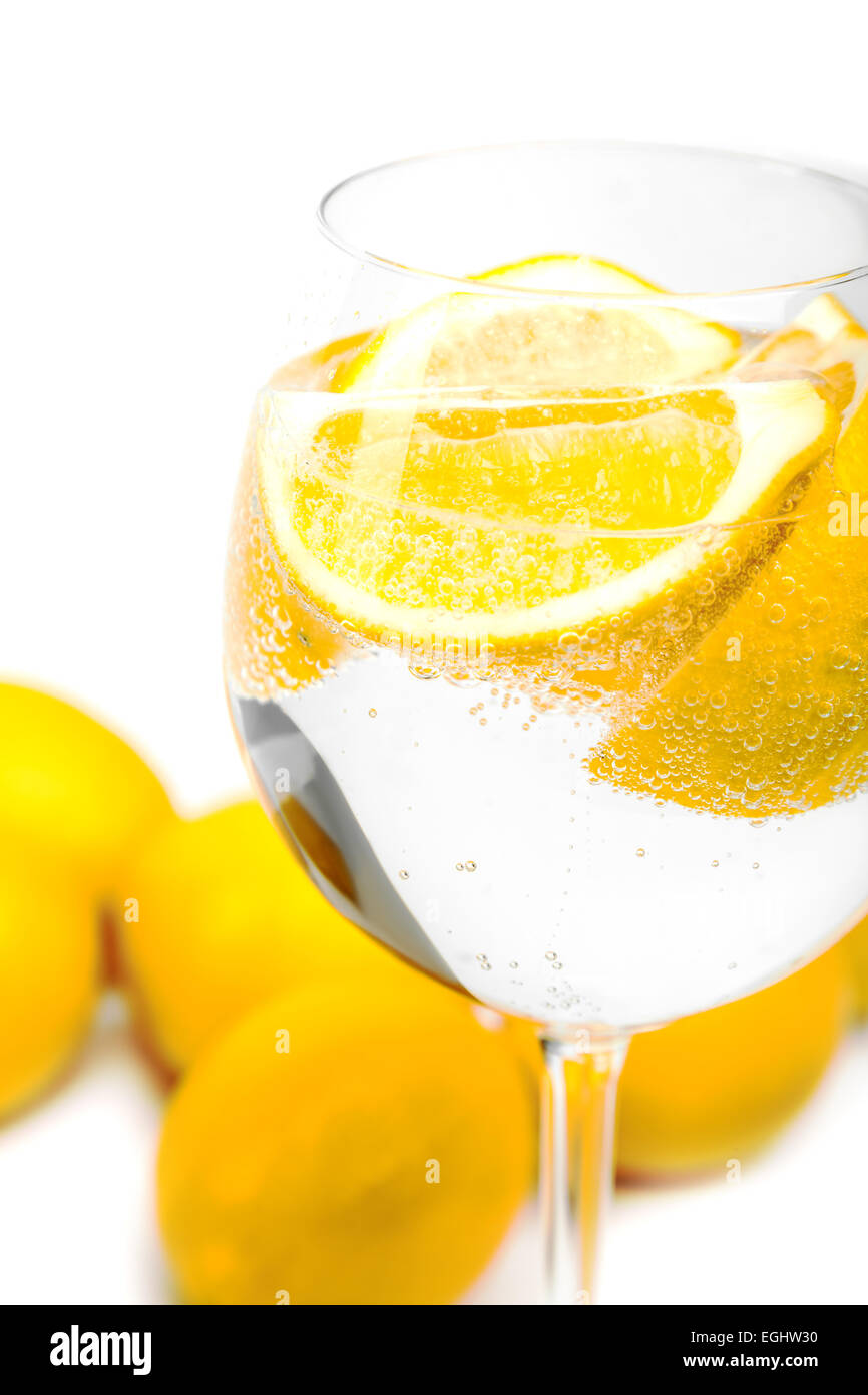 lemon in glass Stock Photo - Alamy