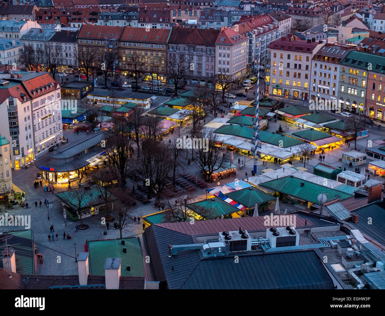 View from St. Peter (Alter Peter) on Viktualienmarkt, Munich, bavaria ...
