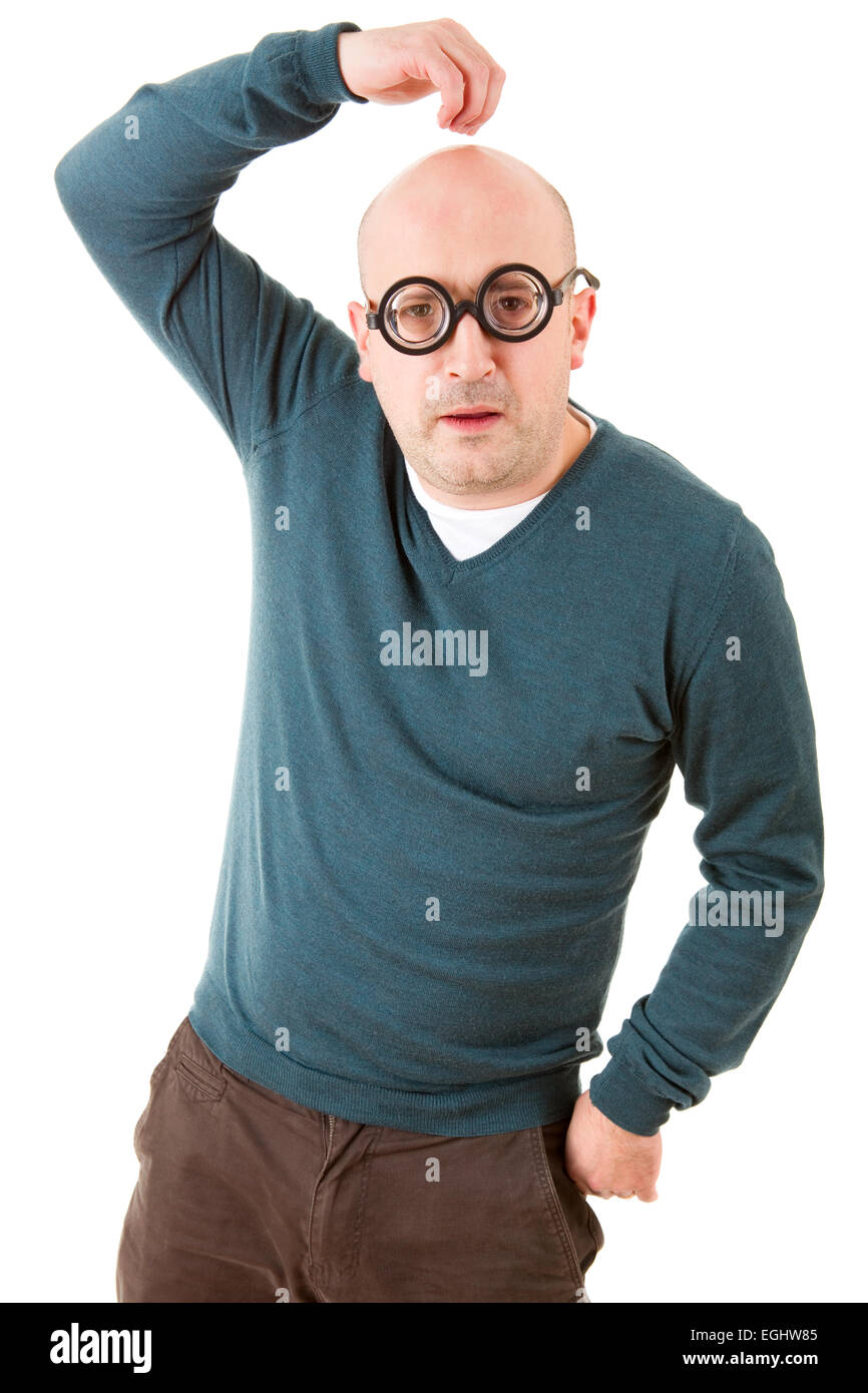 geek man isolated on white background Stock Photo - Alamy