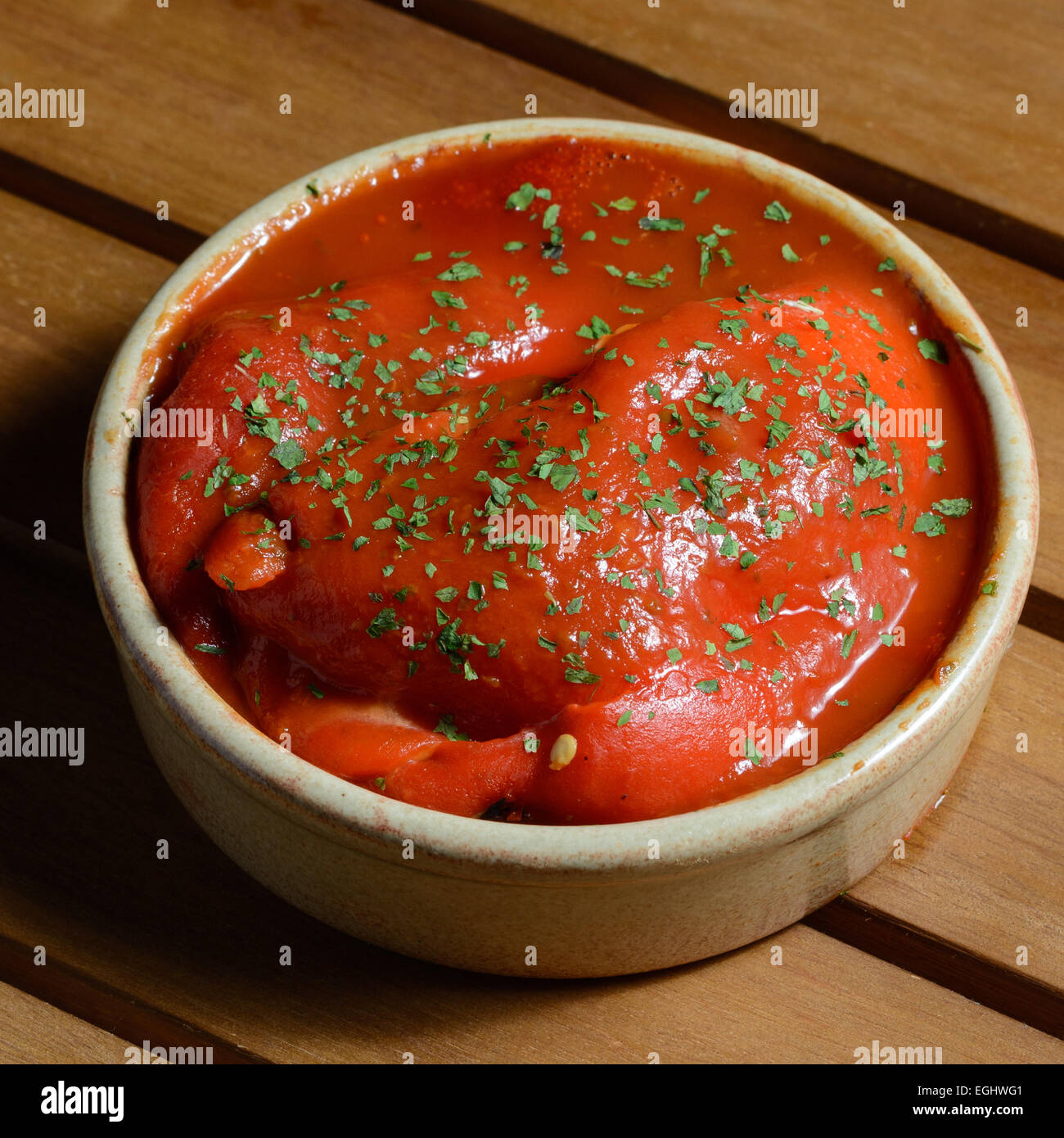 Roasted Red Peppers Stuffed with a Goat Cheese and Caper Mousse Stock ...