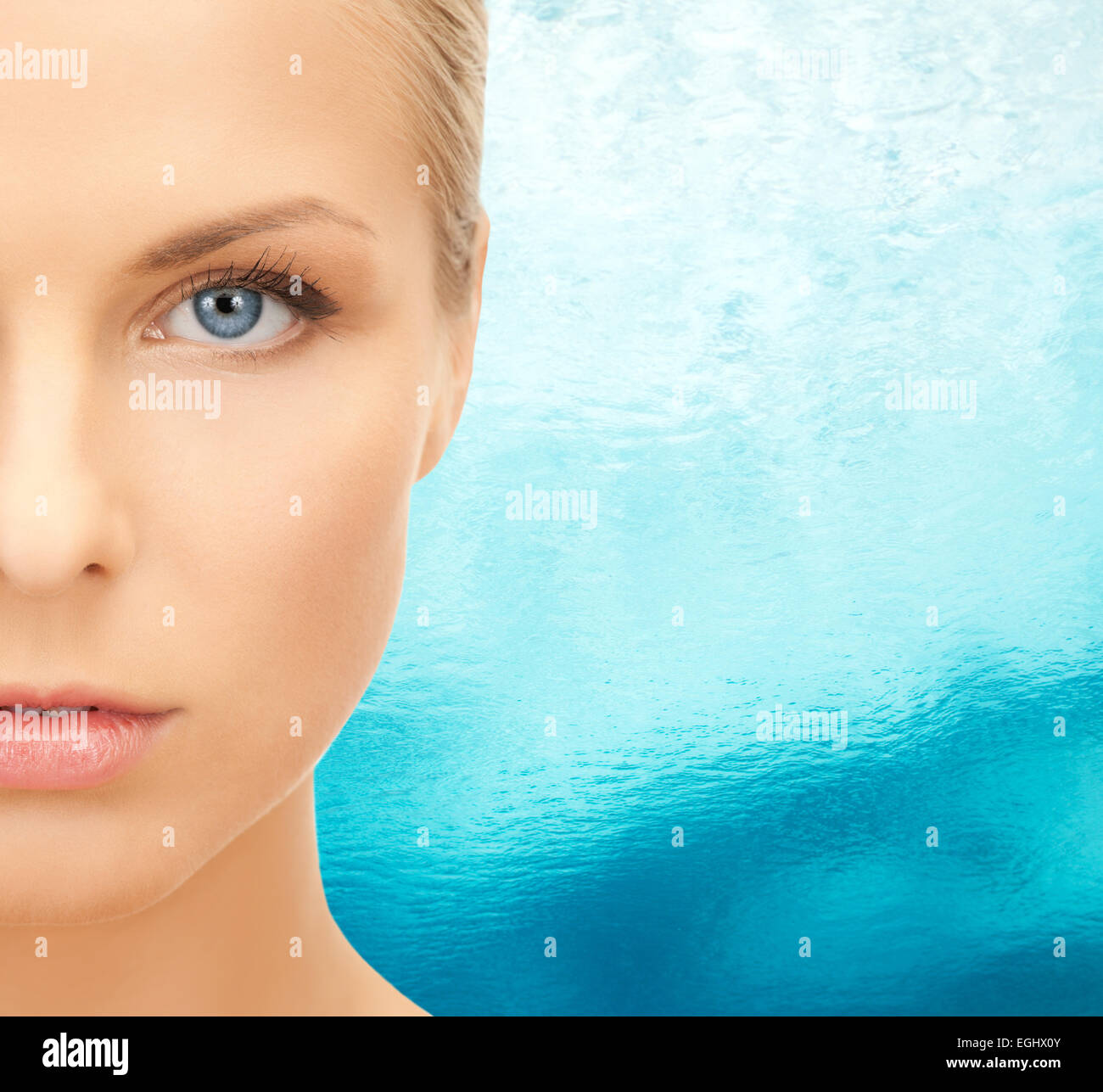 beautiful young woman half face Stock Photo - Alamy