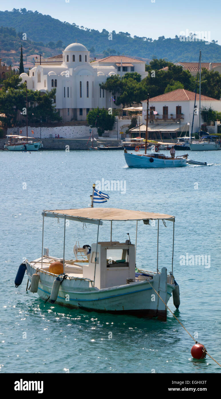 Fishing boat in harbour in spetses town hi-res stock photography and ...