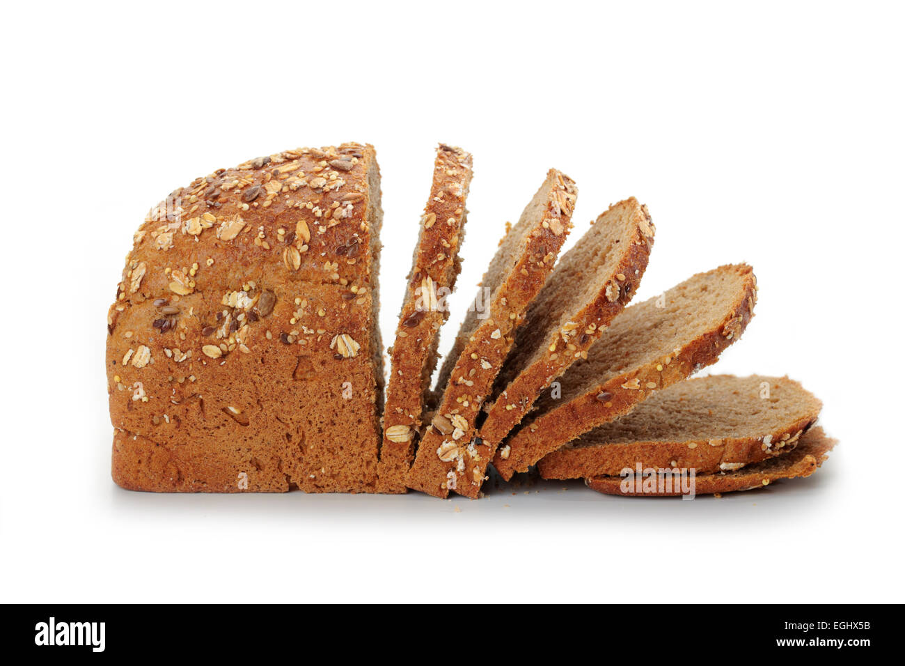 natural whole grain bread on white background Stock Photo - Alamy