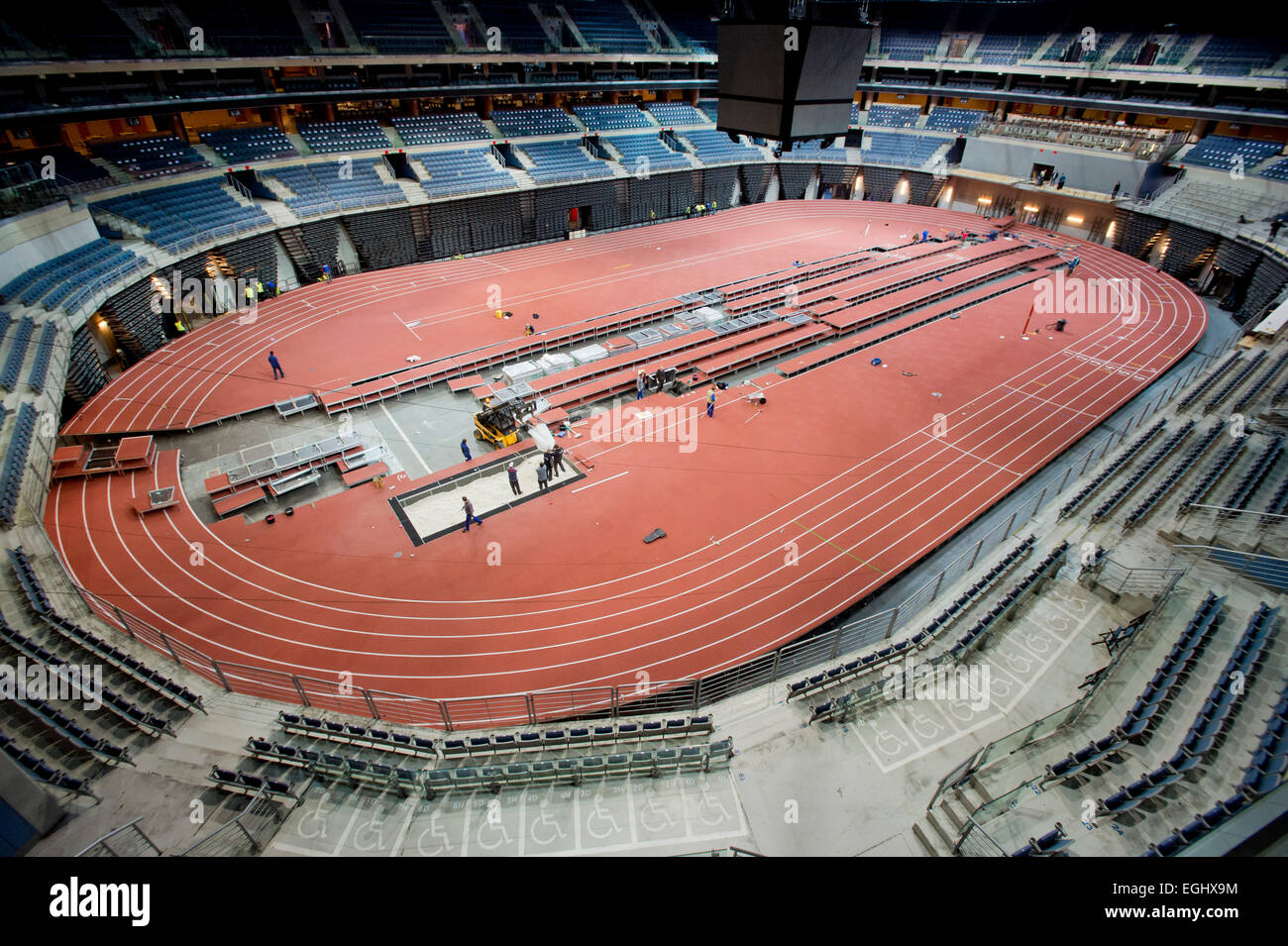 Construction of the athletics track for the European Indoor Athletics ...
