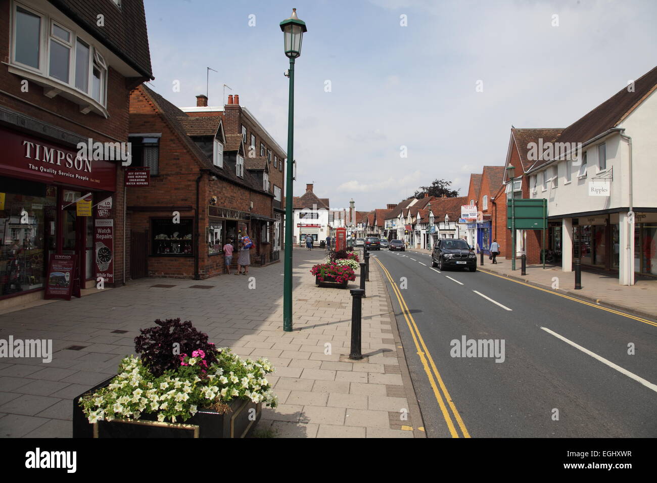 Views of shops along the high street in Knowle, near Solihull, West ...