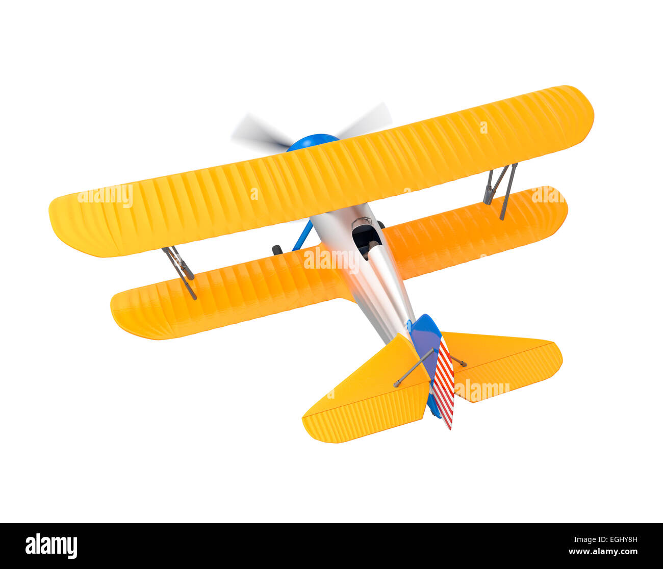 Yellow biplane isolated on white background Stock Photo - Alamy