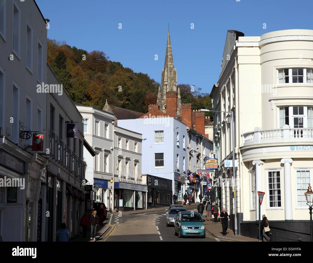 Town centre and shopping in Great Malvern, Worcestershire Stock Photo ...