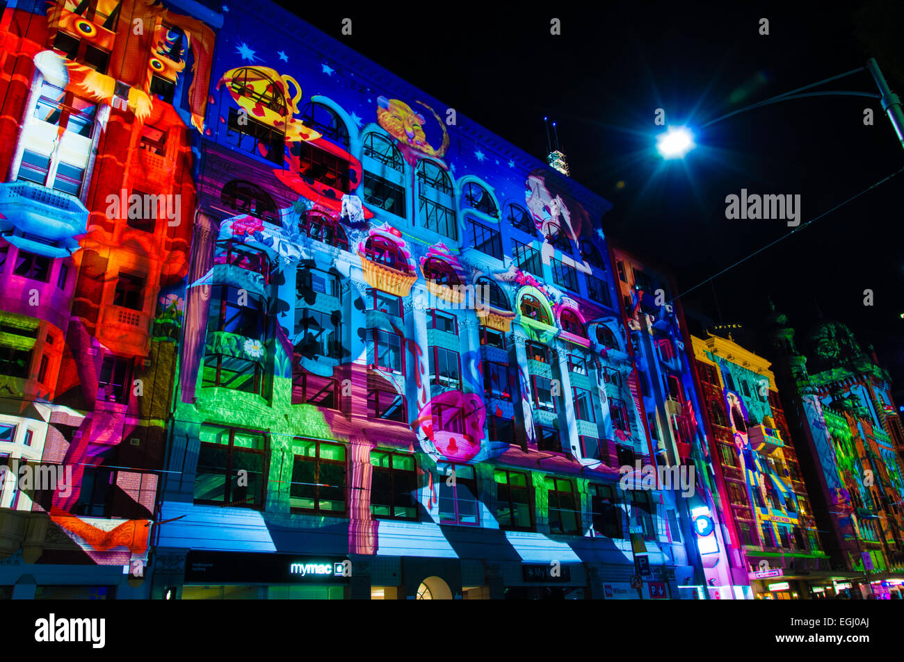 Art colorful projections over historical buildings during White Night ...